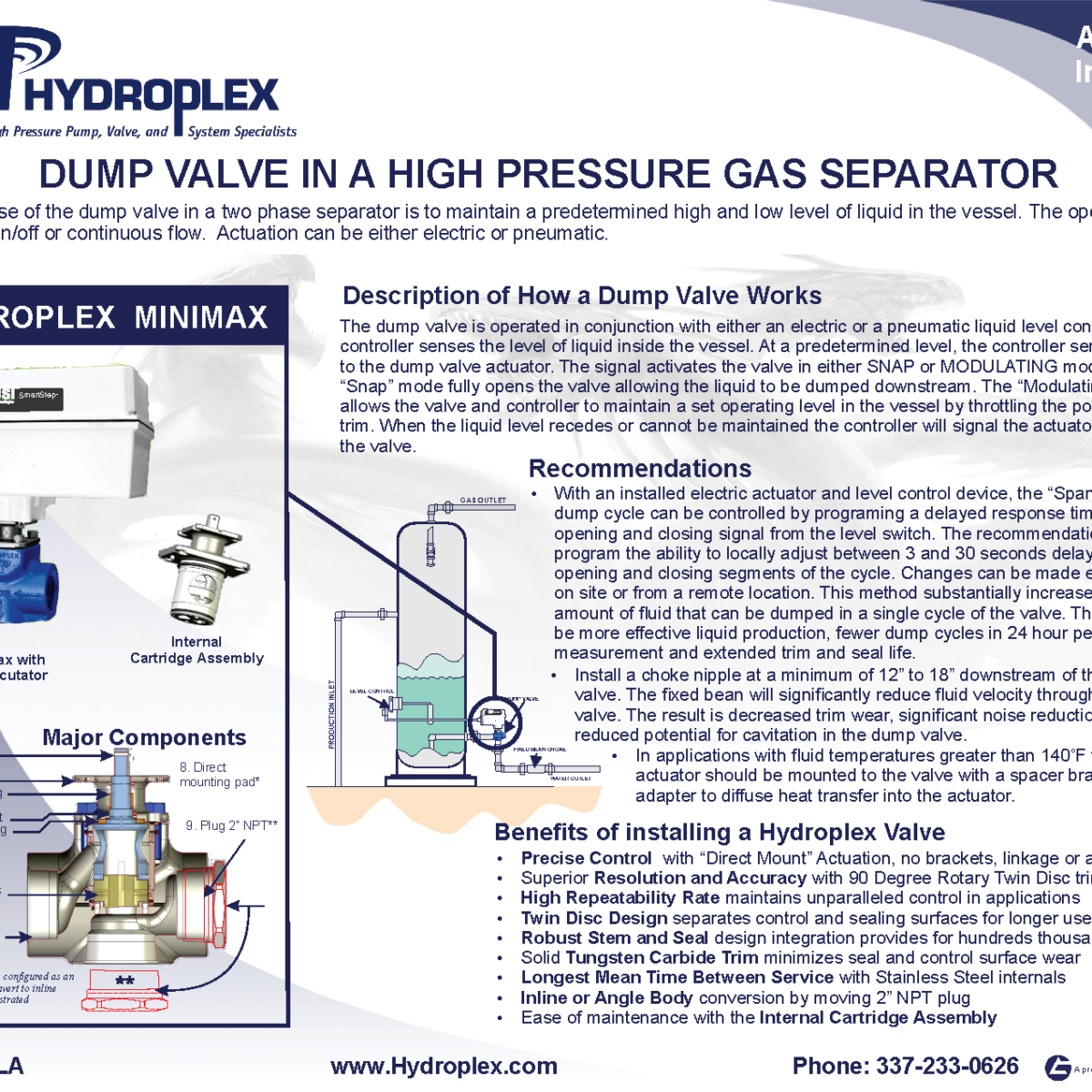 Technical Data for Hydroplex Pumps & Valves